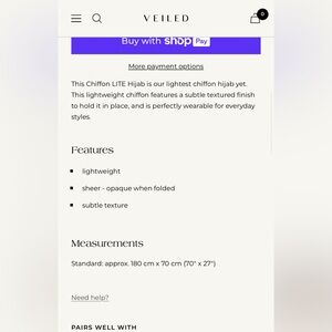Veiled | Hijabs | Veiled Collection Chiffon Lite Hijab | Poshmark